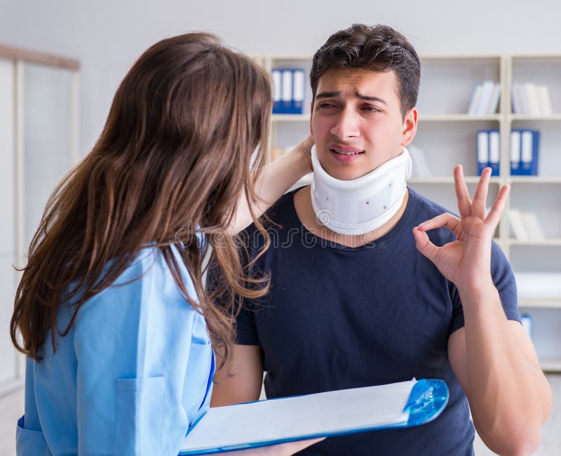 Man with Neck Injury Visiting Doctor for Check-up Stock Photo - Image ...