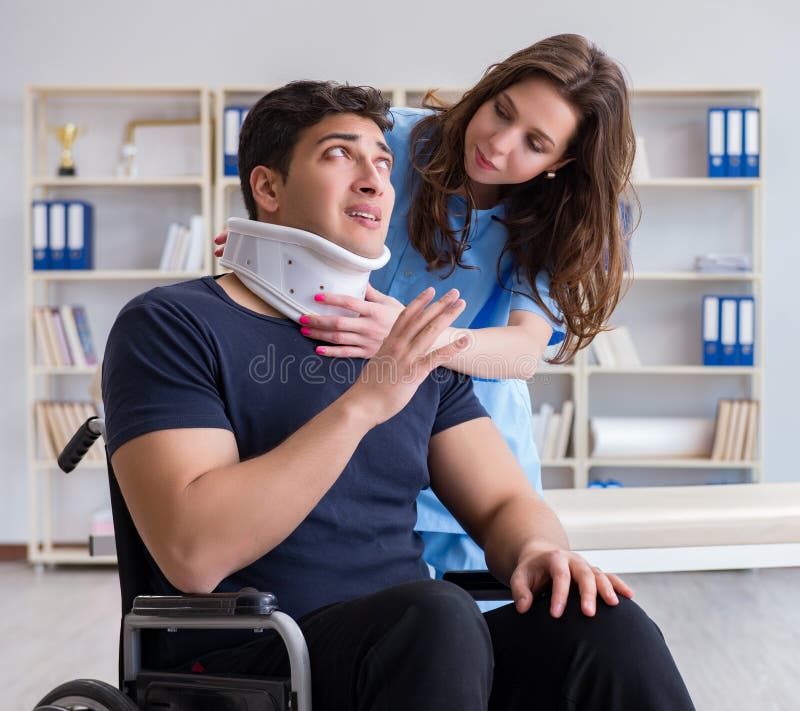 Man with Neck Injury Visiting Doctor for Check-up Stock Photo - Image ...