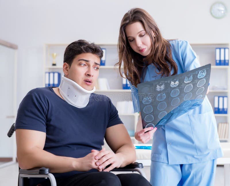 Man with Neck Injury Visiting Doctor for Check-up Stock Image - Image ...