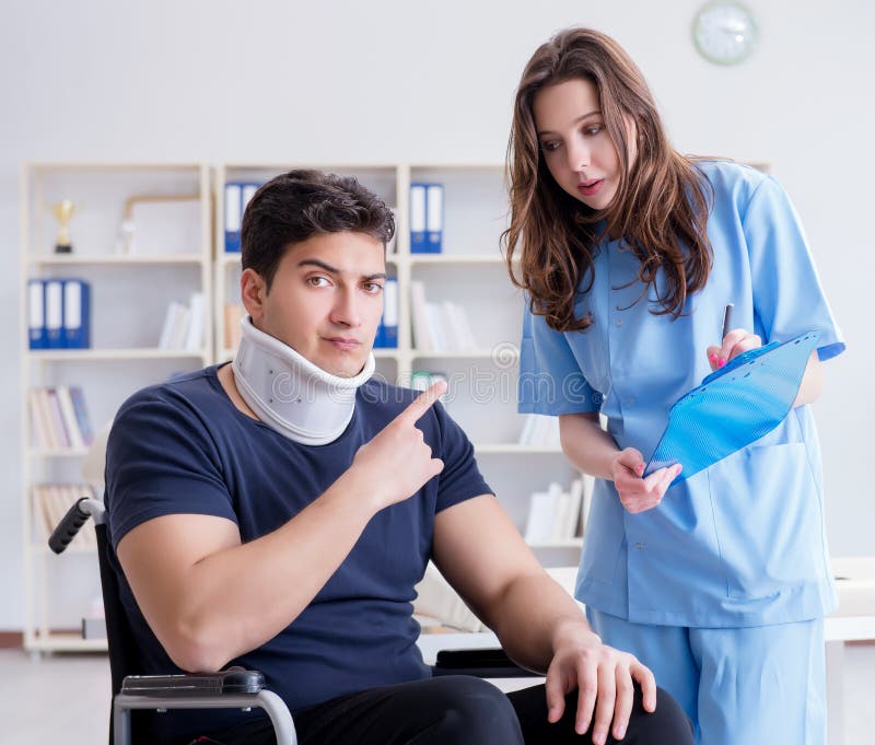 Man with Neck Injury Visiting Doctor for Check-up Stock Image - Image ...