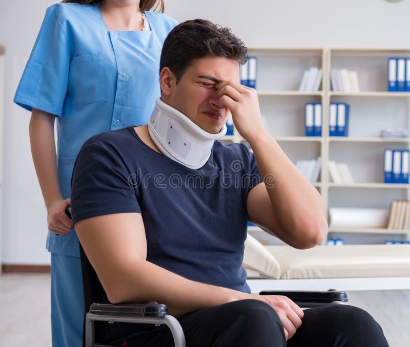 Man with Neck Injury Visiting Doctor for Check-up Stock Photo - Image ...