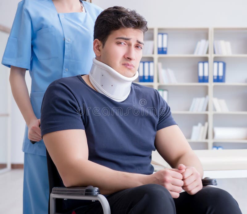 Man with Neck Injury Visiting Doctor for Check-up Stock Image - Image ...