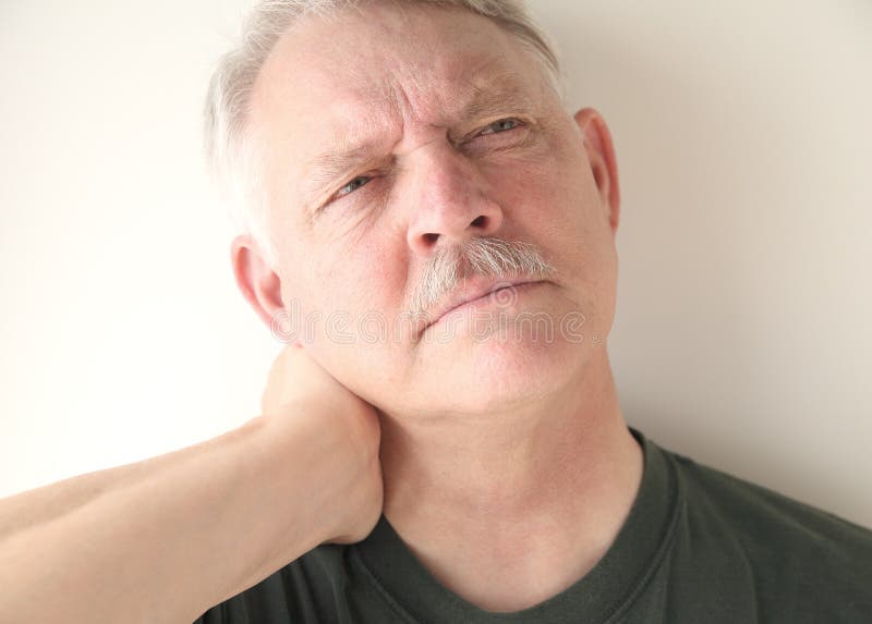 Man with neck strain stock image. Image of uncomfortable - 33578663