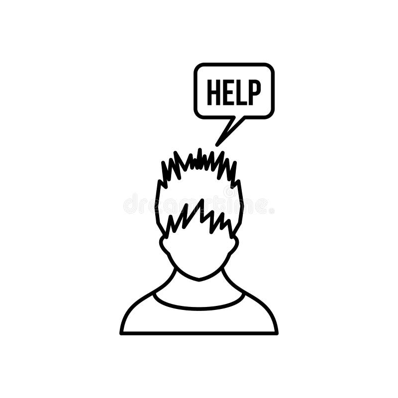 Man Needs Help Icon, Flat Style Stock Vector - Illustration of human ...