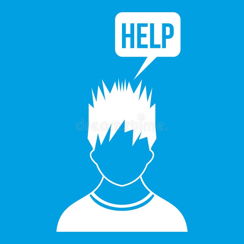 Man needs help icon white stock vector. Illustration of communication ...