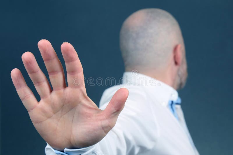 Man Negative Hand Gesture and Turned Away Stock Photo - Image of human ...