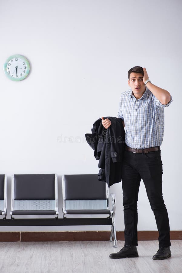 The Man Nervously Impatiently Waiting in the Lobby Stock Image - Image ...
