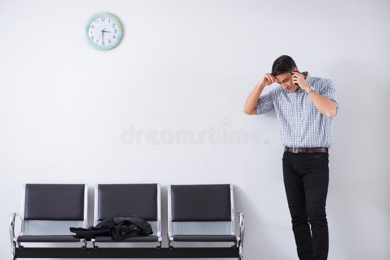 The Man Nervously Impatiently Waiting in the Lobby Stock Image - Image ...