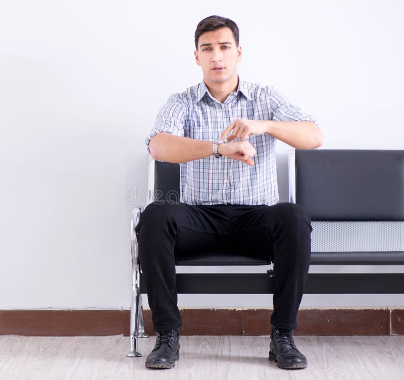 Man Nervously Impatiently Waiting in the Lobby Stock Photo - Image of ...