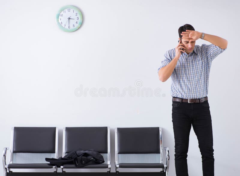 Man Nervously Impatiently Waiting in the Lobby Stock Photo - Image of ...