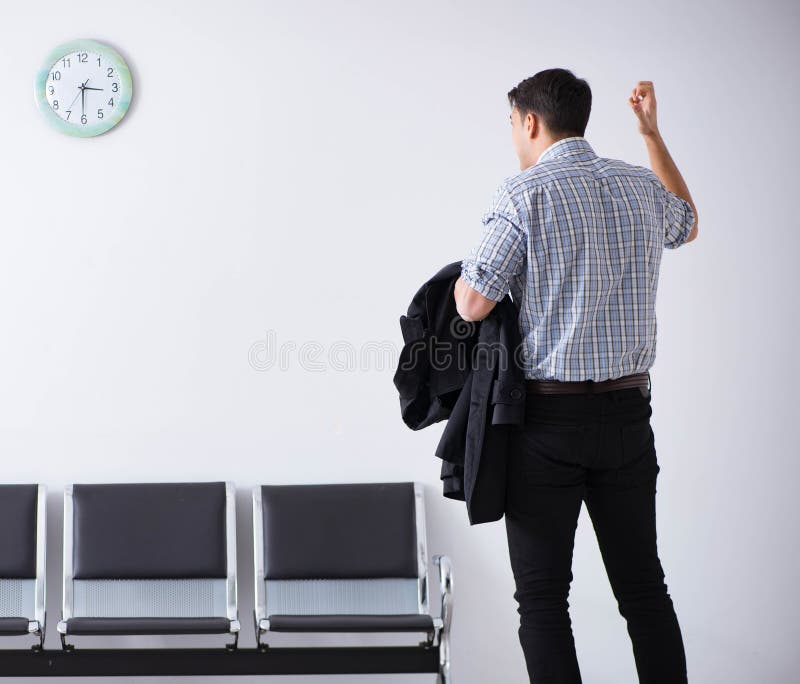 Man Nervously Impatiently Waiting in the Lobby Stock Image - Image of ...