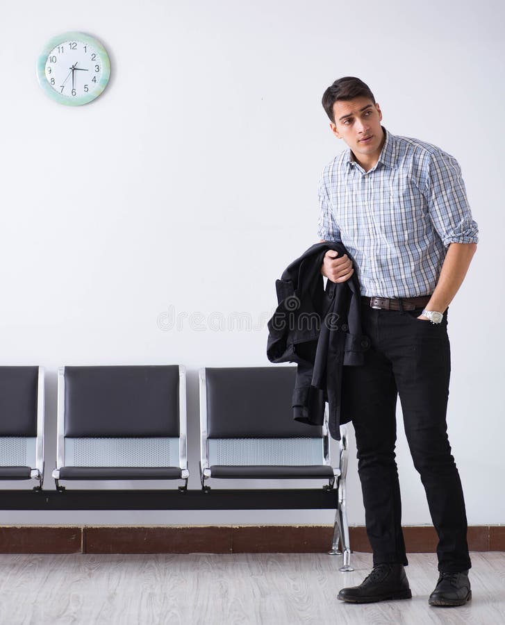 Man Nervously Impatiently Waiting in the Lobby Stock Photo - Image of ...