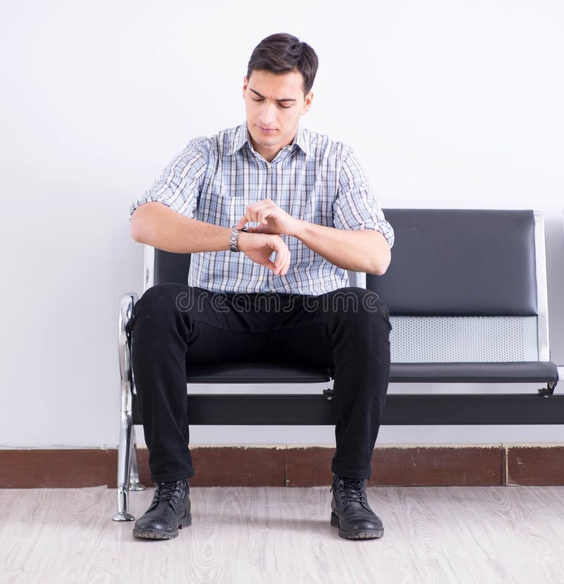 Man Nervously Impatiently Waiting in the Lobby Stock Photo - Image of ...