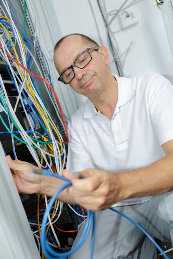 Man Fix Server Network in Data Center Room Stock Photo - Image of ...