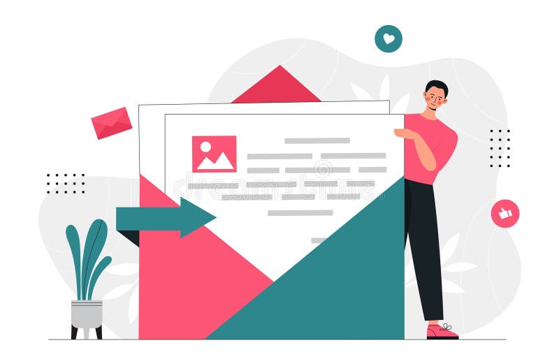 Man with Email in Smartphone Stock Vector - Illustration of digital ...