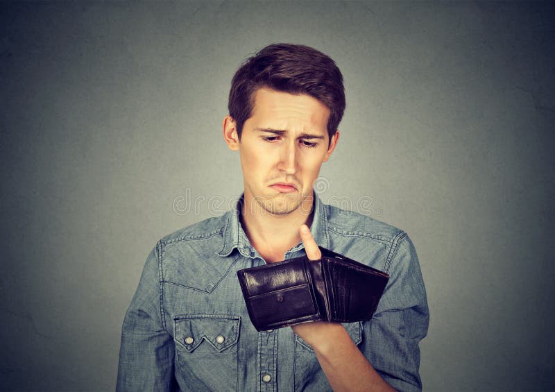Man with No Money Holding Empty Wallet Stock Photo - Image of business ...