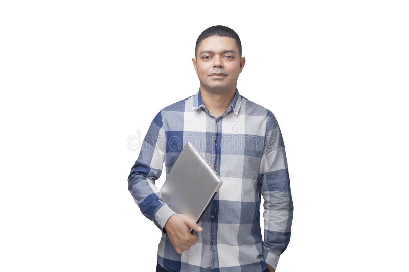 Man with Notebook in Hands Pointing and Interacting with the Screen ...