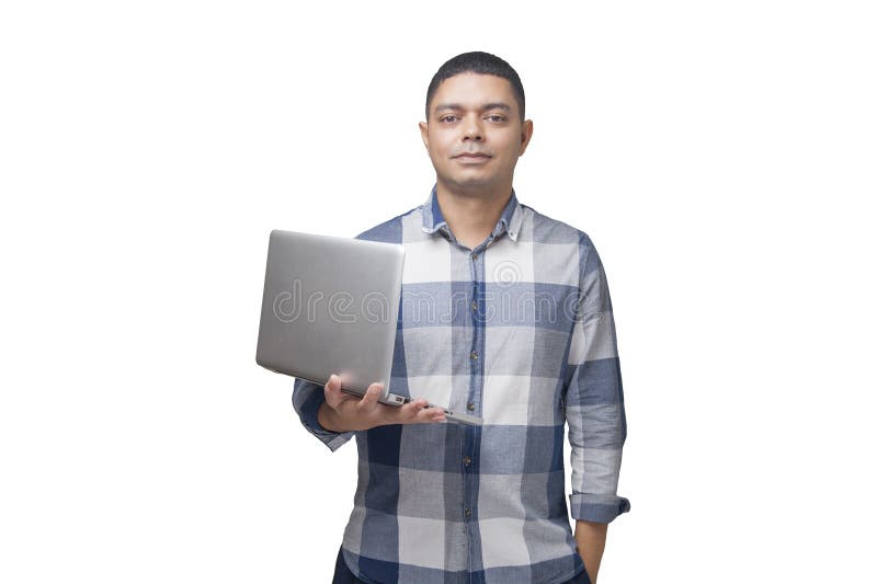 Man with Notebook in Hands Pointing and Interacting with the Screen ...