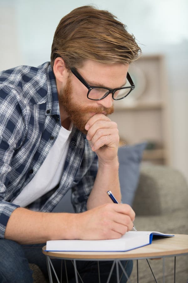 Man Notes Memo in Book for Business Analysis Stock Photo - Image of ...