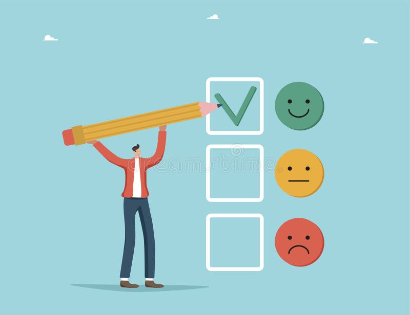 Man Notes Satisfaction with a Pencil Stock Vector - Illustration of ...