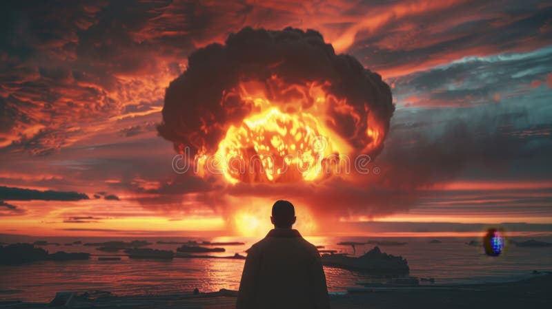 Man Observes Nuclear Explosion Mushroom Cloud on Horizon in Hyper ...