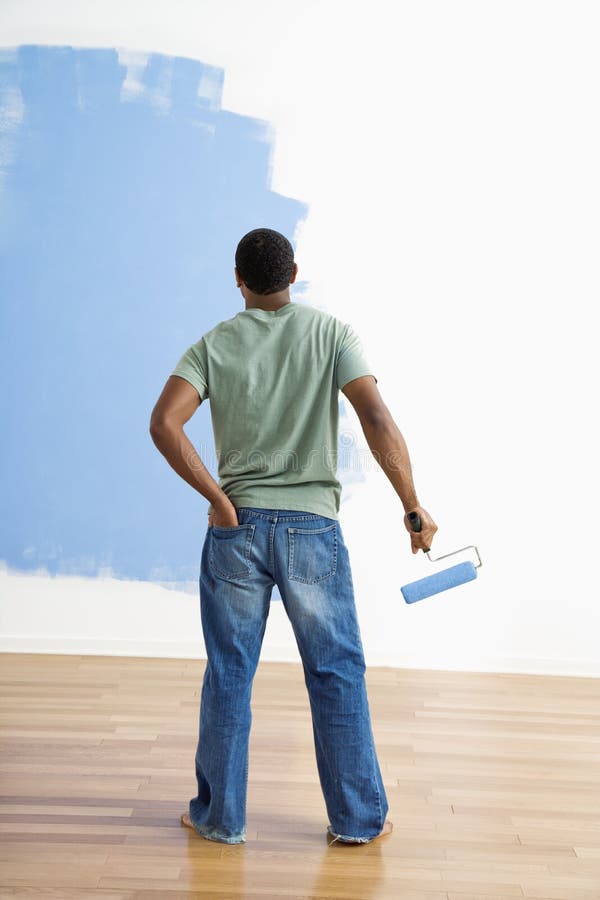 Man observing paint job. stock image. Image of american - 6152783