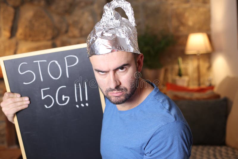 Man Obsessed with 5G Technology Stock Image - Image of covid ...