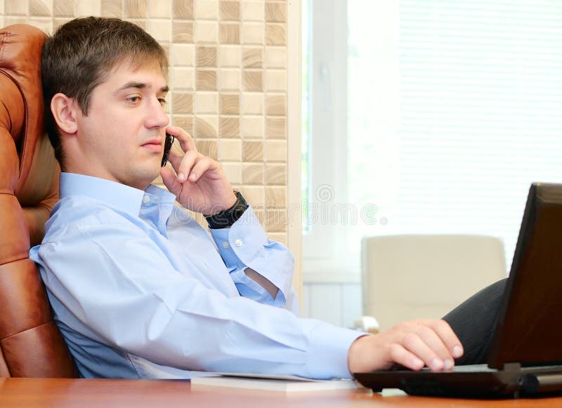 Man in the Office Talking by Phone Stock Image - Image of modern, talk ...
