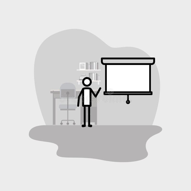 Man in the Office Training Linear Figures Stock Vector - Illustration ...