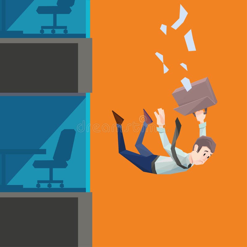 Man in Office Wear Falls from a Building Stock Vector - Illustration of ...