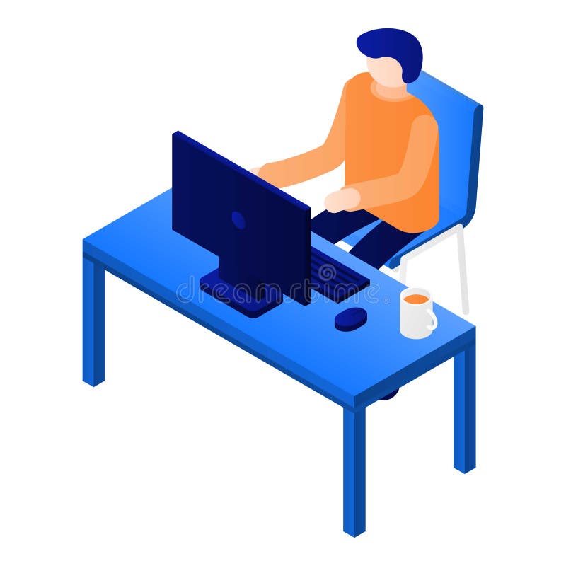 Man Office Work Icon, Isometric Style Stock Vector - Illustration of ...