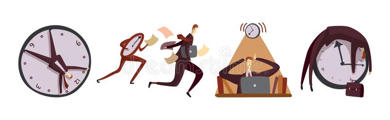 Man Office Worker with Clock As Time Management and Workload Deadline ...