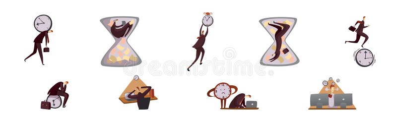 Man Office Worker with Clock As Time Management and Workload Deadline ...