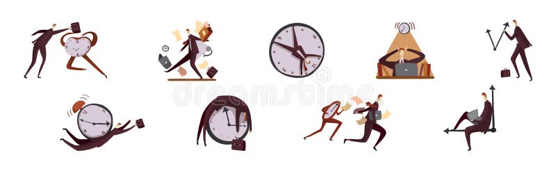 Man Office Worker with Clock As Time Management and Workload Deadline ...