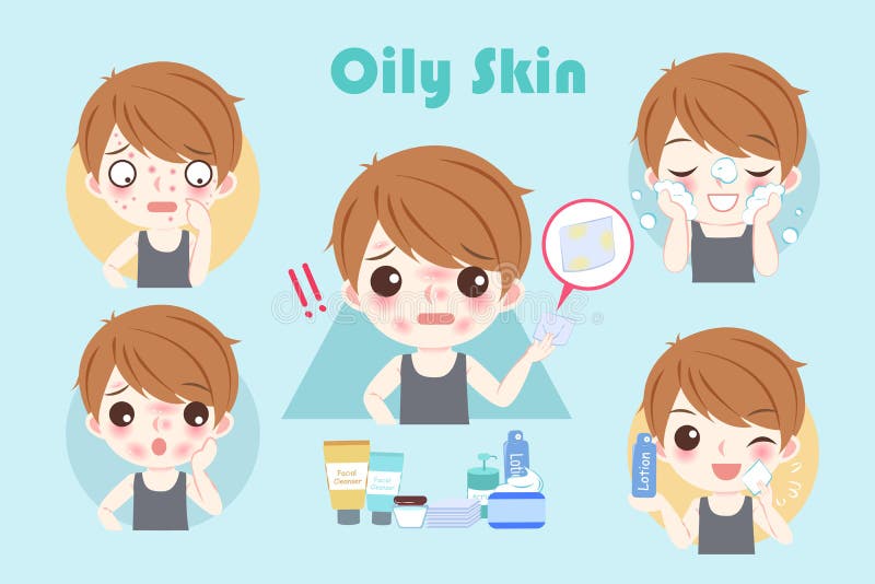 Woman with oily skin stock vector. Illustration of body - 113345609