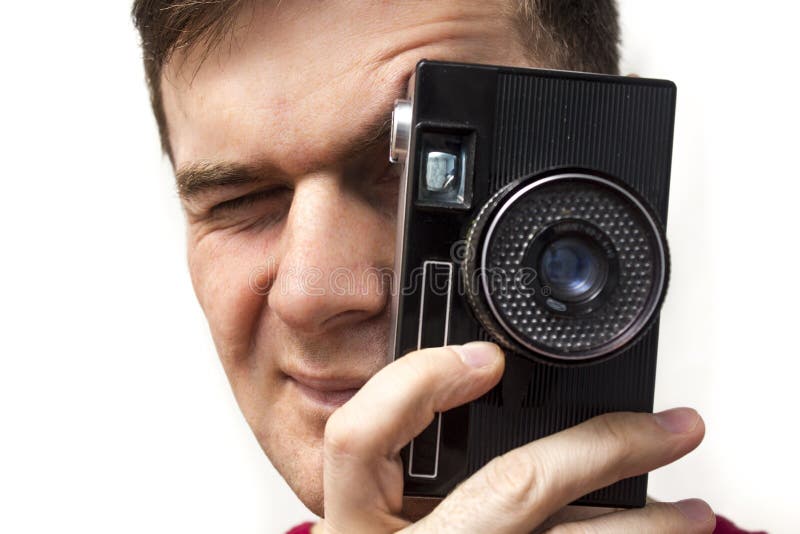 Man with old camera stock photo. Image of film, wonder - 87172650