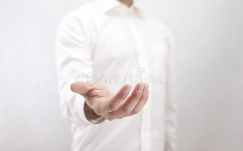 Man with open hand stock photo. Image of open, palm - 131687188