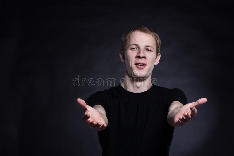 Man with an Open Hand Ready for Hugging Stock Image - Image of open ...