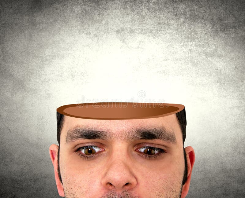 Man with open head stock photo. Image of inside, male - 71186102