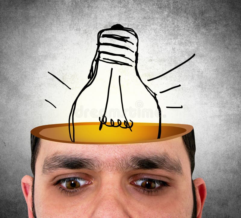 Man with open head stock photo. Image of inside, male - 71186102