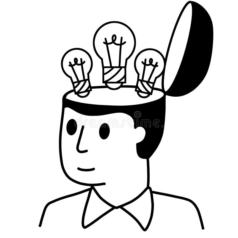 Man with Open Mind. Concept of Idea, Knowledge and Learning Stock ...