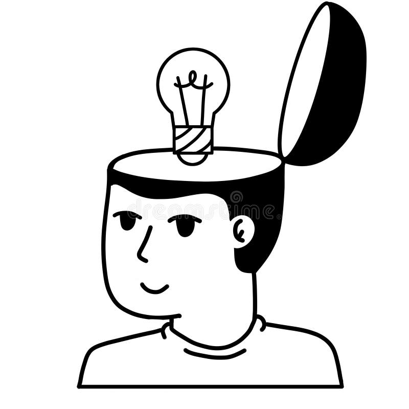 Man with Open Mind. Concept of Idea, Knowledge and Learning Stock ...
