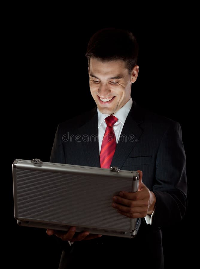 Man open suitcase stock photo. Image of work, male, holding - 21200416