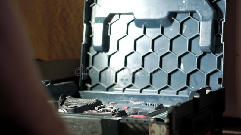 Man Open the Toolbox with the Tool Stock Footage - Video of labor ...