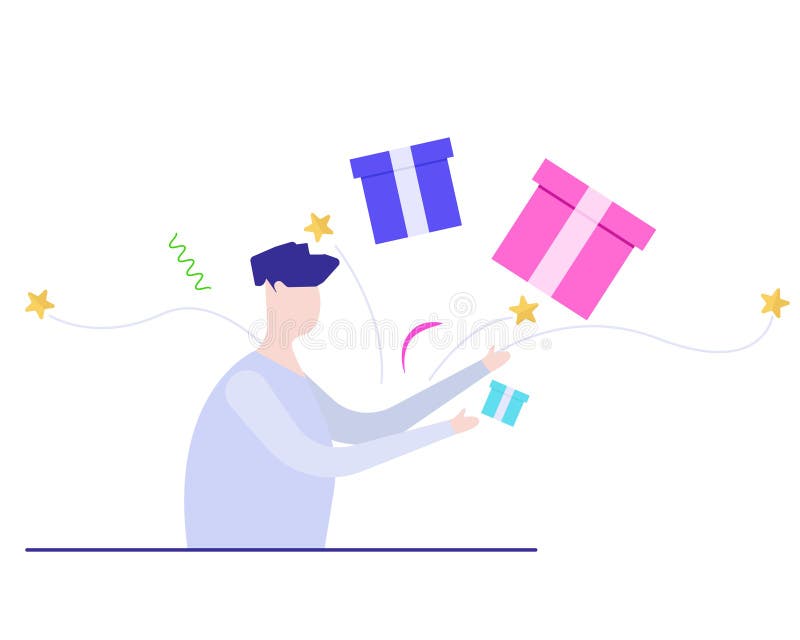 The Man Opened the Gift Box with Great Joy Design Vector Stock ...