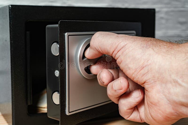 Man Opening Door Home Safe Turning Security Lock Stock Photos - Free ...