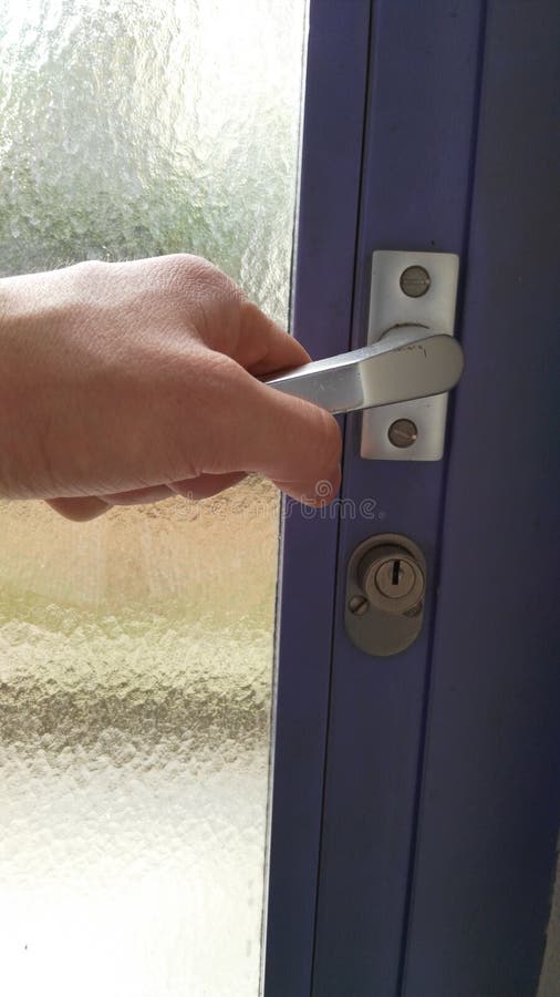 Caucasian Man Opening a Door, Hand Close Up Stock Image - Image of ...