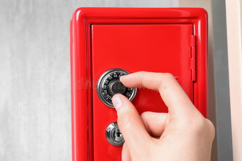 Man Opening Steel Safe with Mechanical Combination Lock, Closeup Stock ...