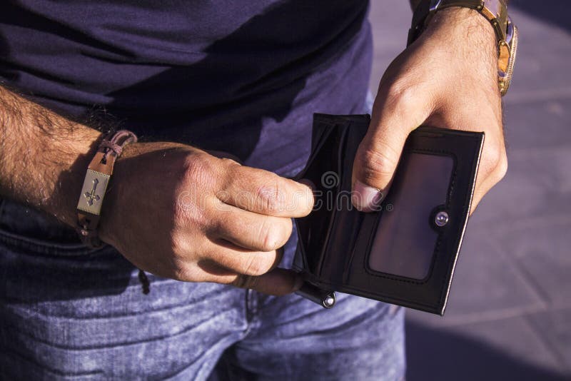 Man Openly Shows Empty Wallet Stock Image - Image of loss, business ...