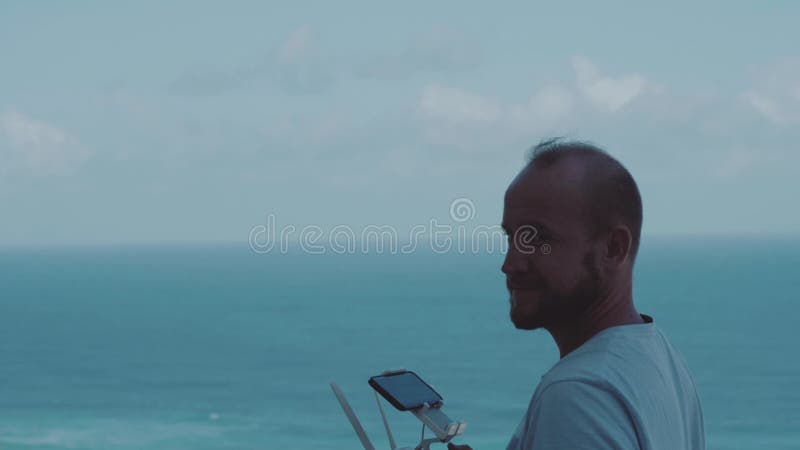 Remote Controller for Modern UAVs in Hand Gray Color Stock Video ...